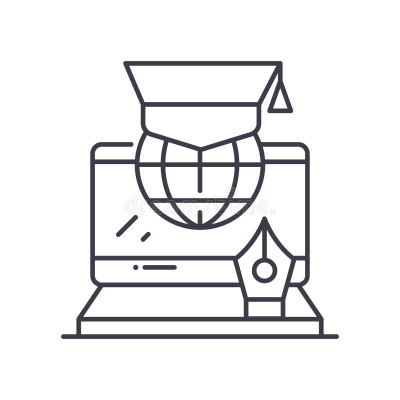 Online School Icon, Linear Isolated Illustration, Thin Line Vector, Web ...