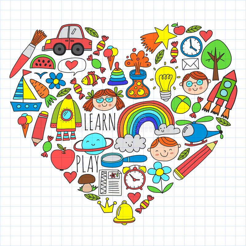 Online School, Internet E-learning. Kindergarten and School. Stock ...