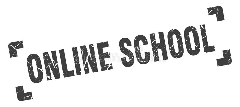 Online School Stamp. Square Grunge Sign Isolated on White Background ...
