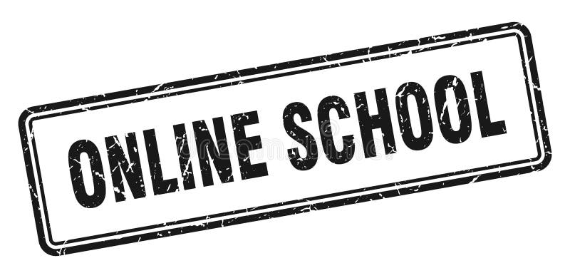 Online School Stamp. Square Grunge Sign on White Background Stock ...