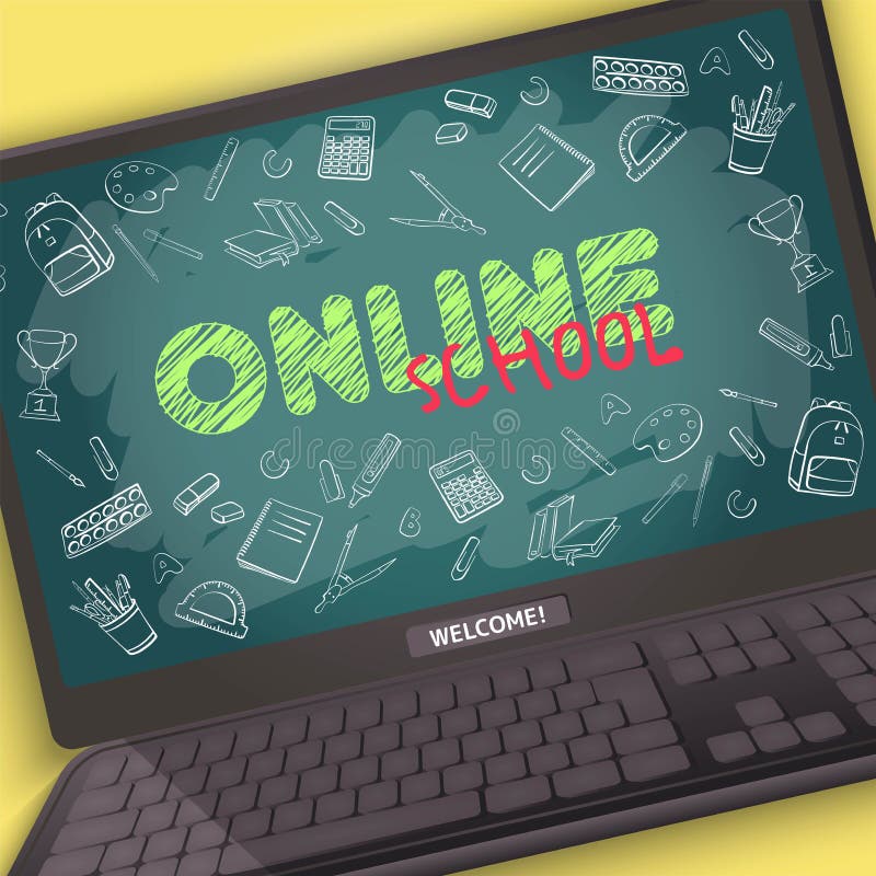 Online School Vector Illustration Stock Vector - Illustration of ...