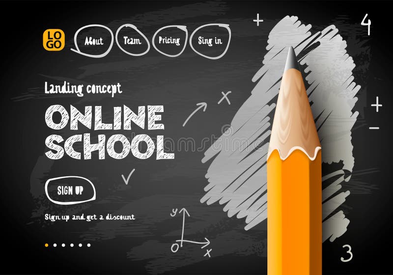 Online School Web Banner. Digital Internet Tutorials and Courses ...