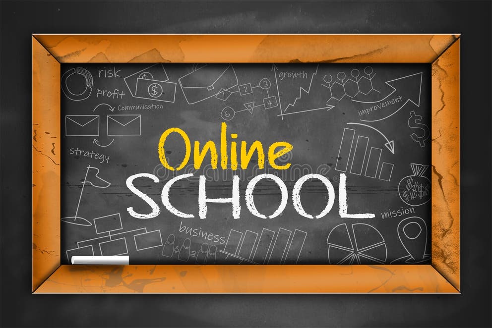 Online School Written on Chalkboard Stock Illustration - Illustration of homework, night: 256681860