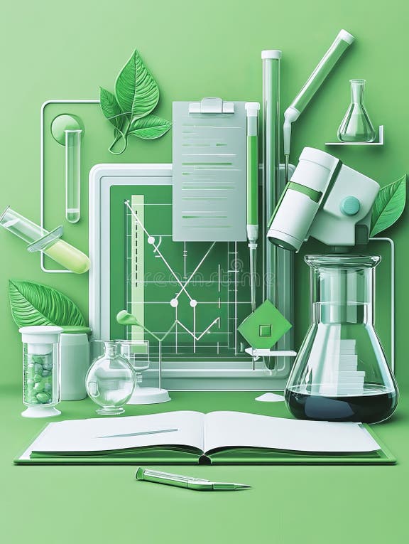 Online Science Class with Digital Models and Notes Realistic Style ...