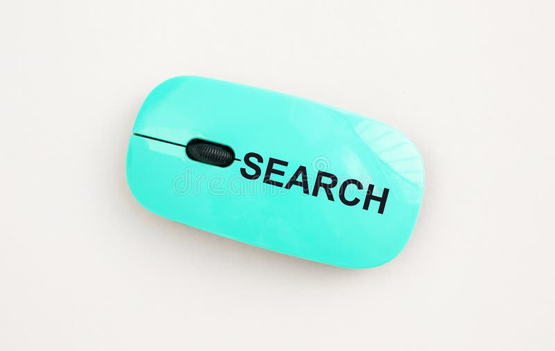 Online Search Concept. Computer Mouse Isolated on White Table Stock ...