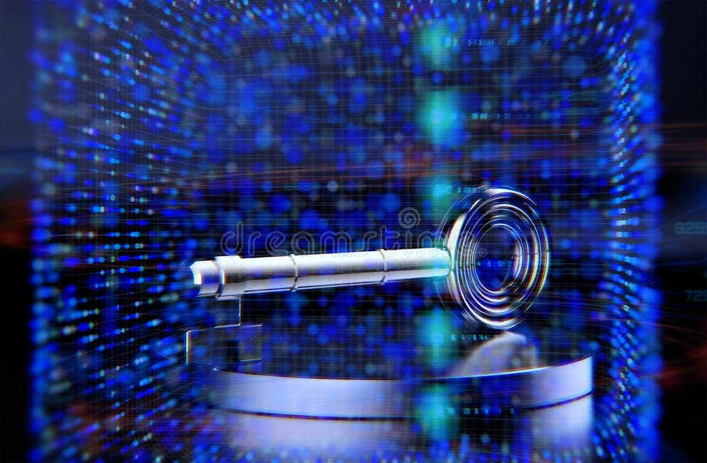Online Security with 3d Rendering Digital Key Connection Stock ...