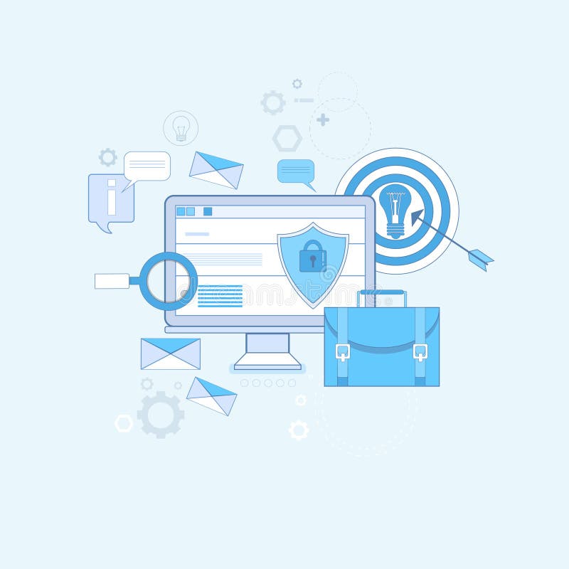 Online Security Data Protection Web Technology Thin Line Stock Vector ...