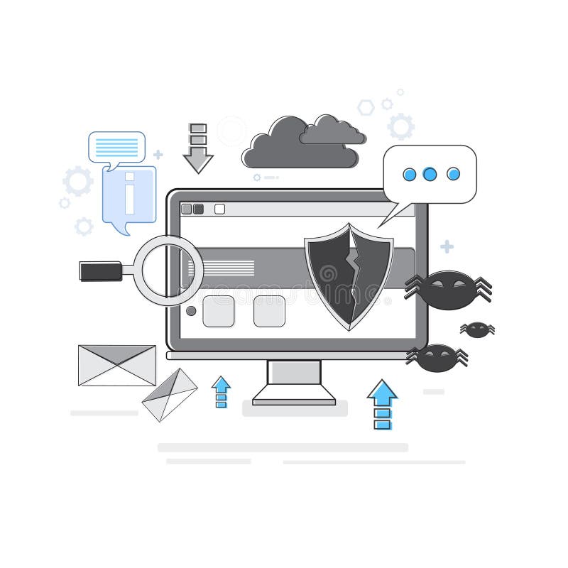 Online Security Data Protection Web Technology Thin Line Stock Vector ...