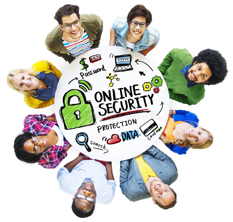 Online Security Protection Internet Safety People Diversity Conc Stock ...