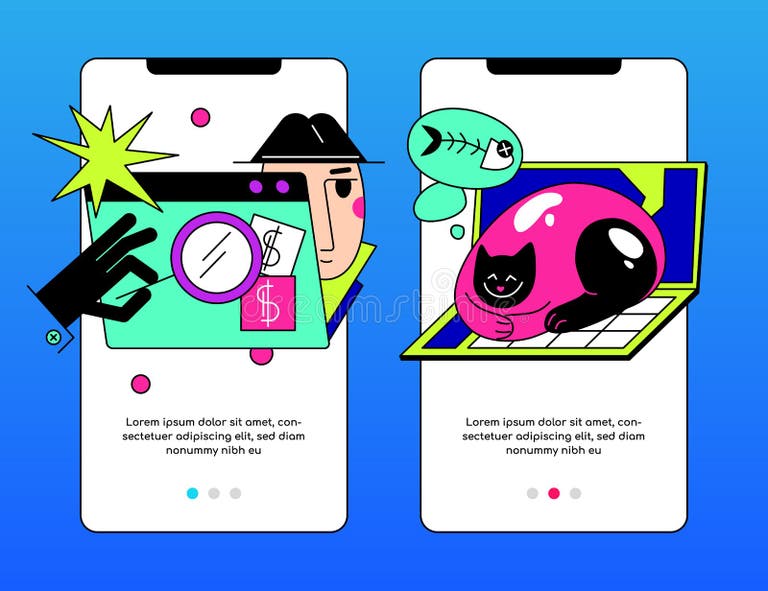 Online Security and Remote Access - Colorful Flat Design Style Banners ...