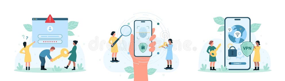 Online Security Set, Tiny People Use Fingerprint Identification, Secure ...