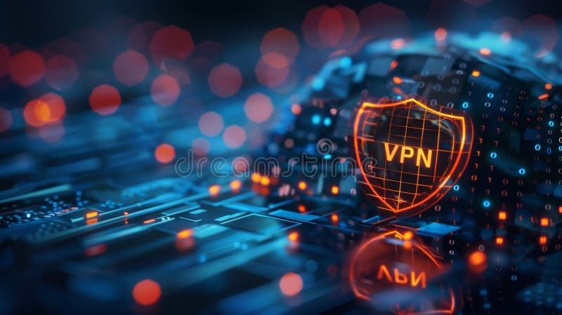 Online Security with a Shield Featuring VPN Technology Highlighted ...