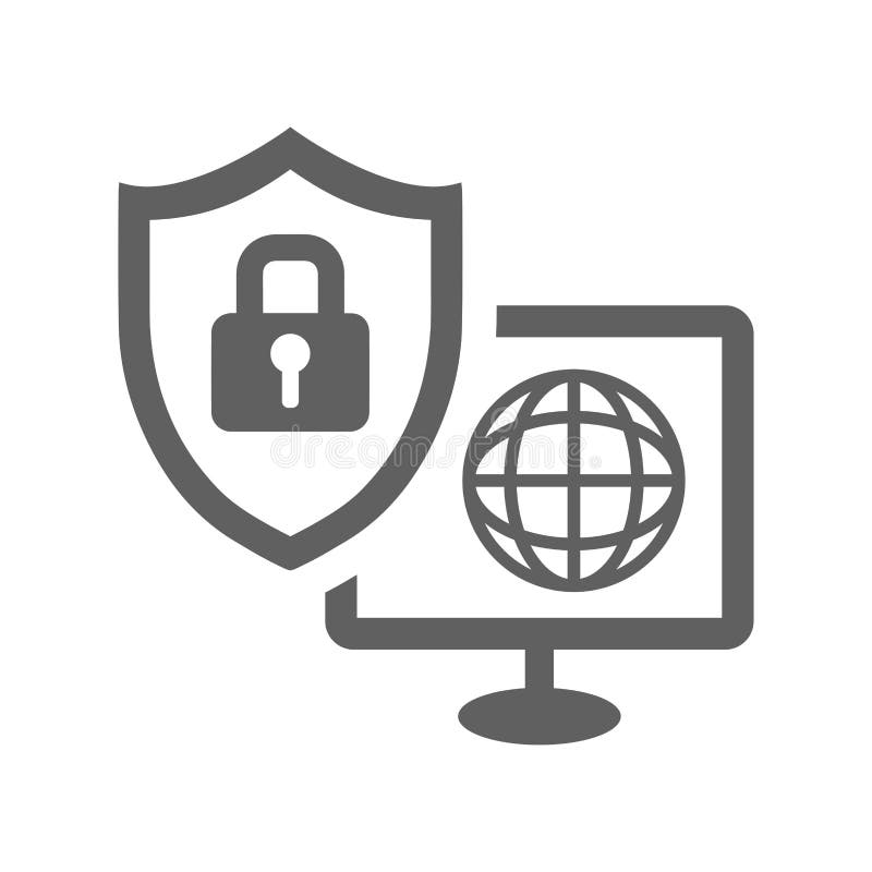 Online Security, Shield Icon. Gray Vector Graphics Stock Illustration ...