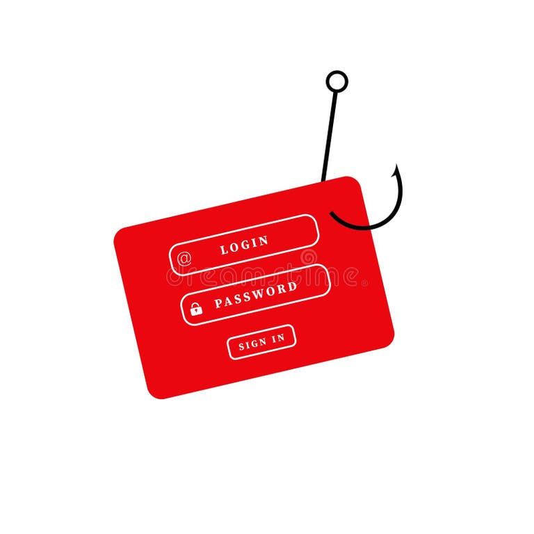 Online Security Warning Sign Depicting Phishing with Hooked Credentials ...