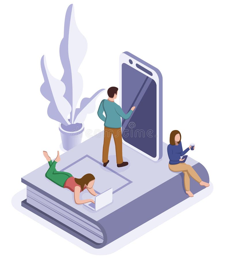 Online Self-isolation Concept. Group of People Studying or Working at ...