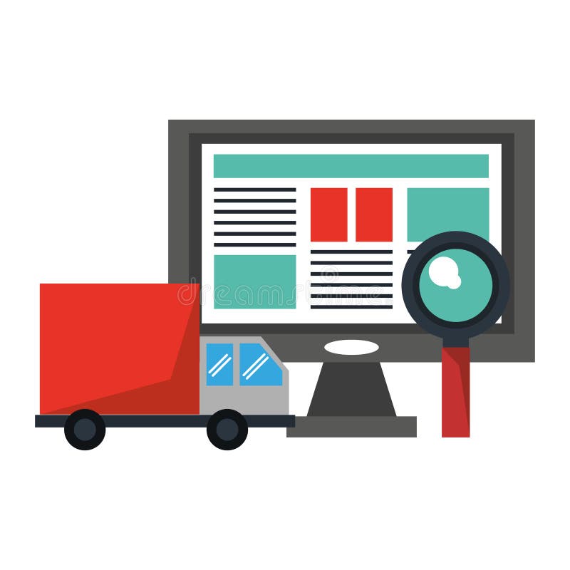 Online Shipping from Computer Stock Vector - Illustration of mobile ...