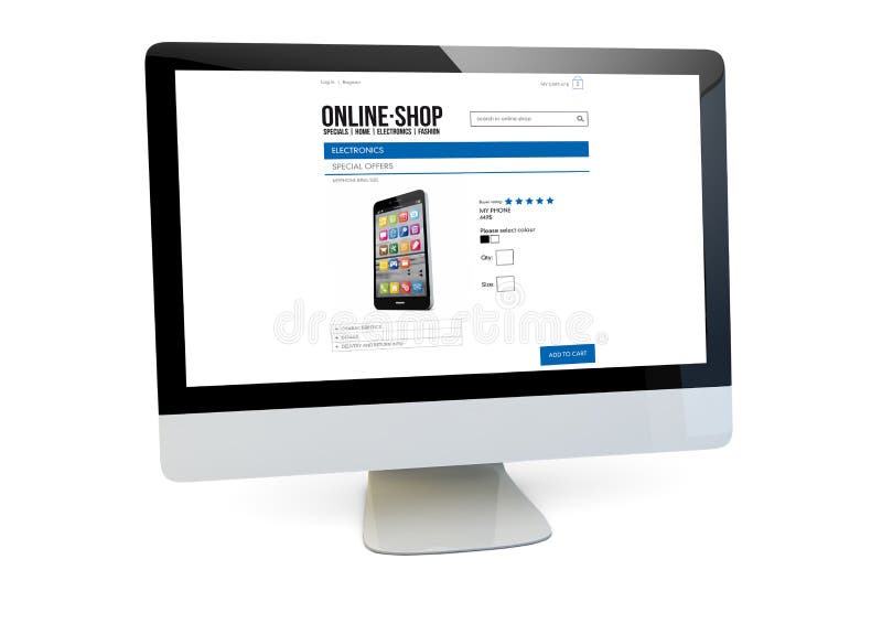 Online shop computer stock illustration. Illustration of concept - 51793377