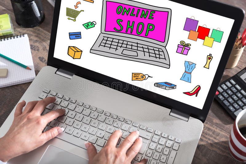 Online Shop Concept on a Laptop Screen Stock Image - Image of screen ...
