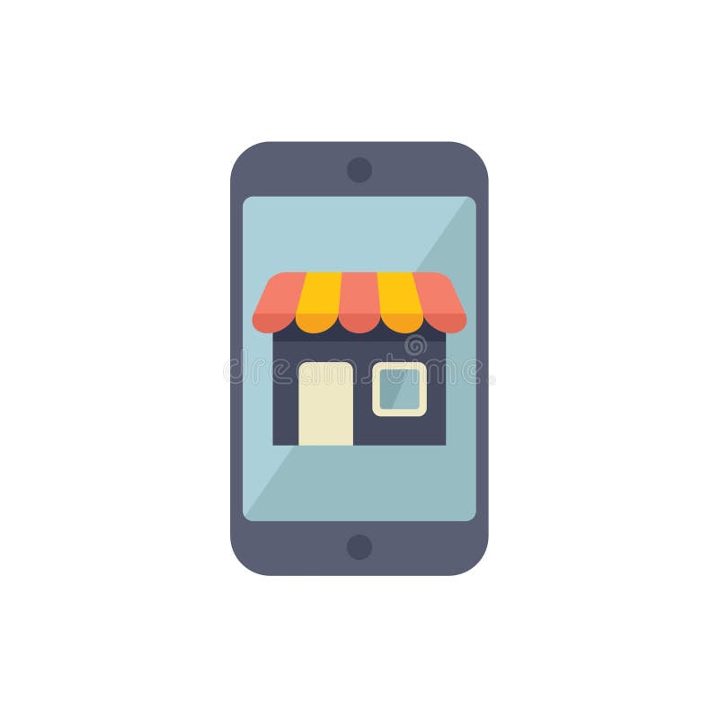 Online Shop Facade Displaying on Mobile Phone Screen Stock Illustration ...