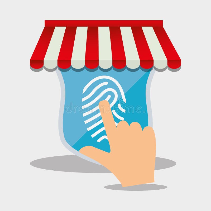 Online Shop Finger Touch Screen Internet Security Stock Illustration ...