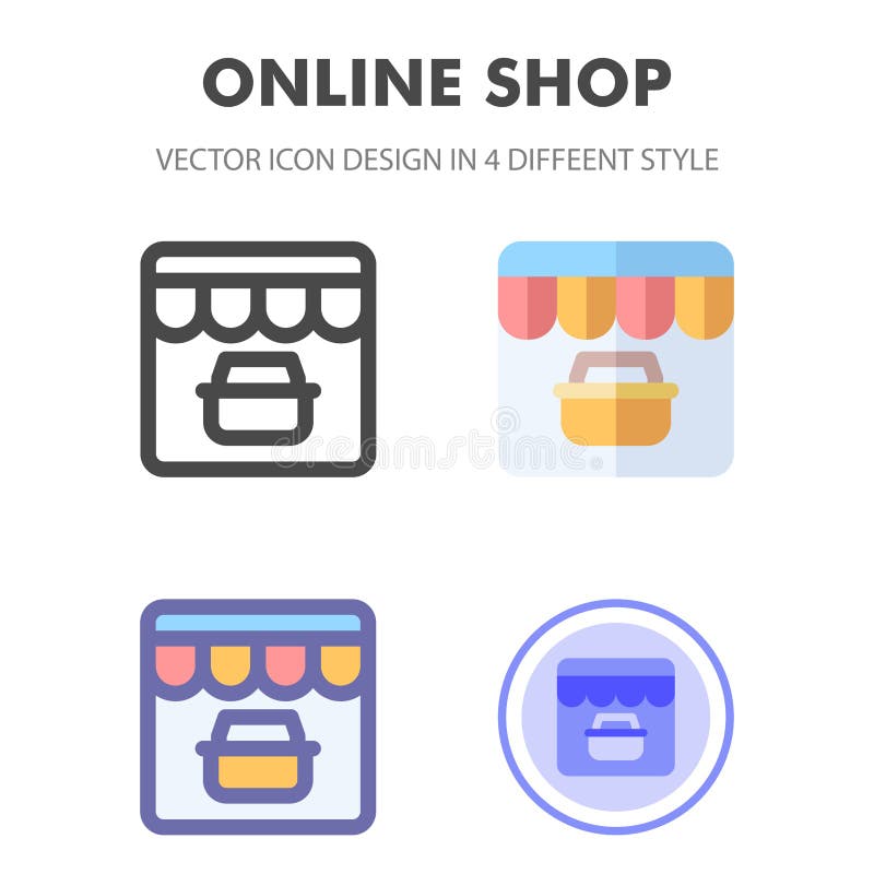 Online Shop Icon Design in 4 Different Style. Icon Design for Your Web ...