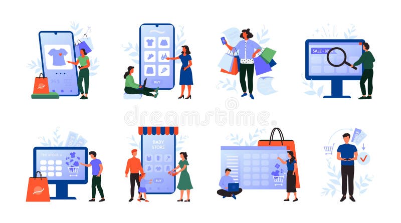 Online Shop. Internet Commerce Store Sale. Digital Shopping Set ... Online Shop. Internet Commerce Store Sale. Digital Shopping Set ...