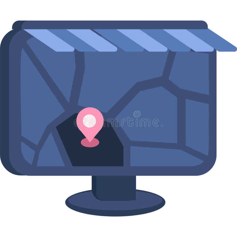 Online Shop Location on Pc Screen Vector Icon Stock Illustration ...