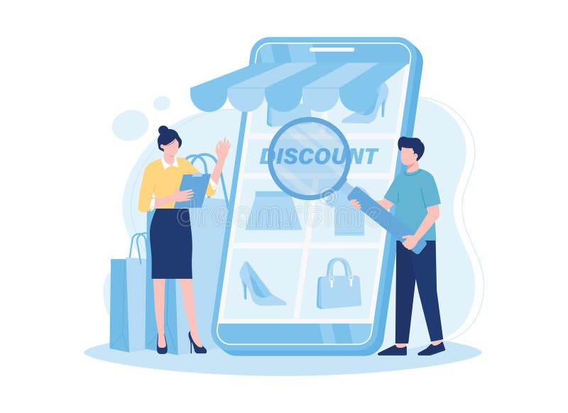 Online Shop Promotion Concept Flat Illustration Stock Vector ...