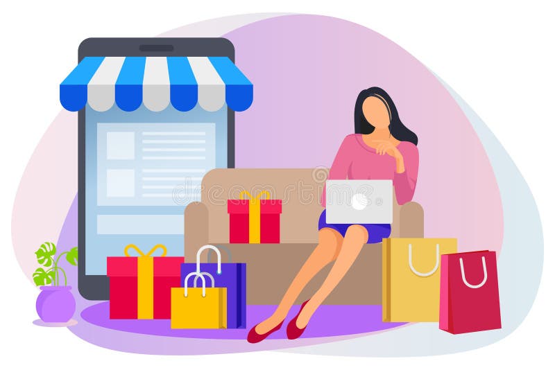 Online Shopping Illustration Version 26. Stock Vector - Illustration of ...