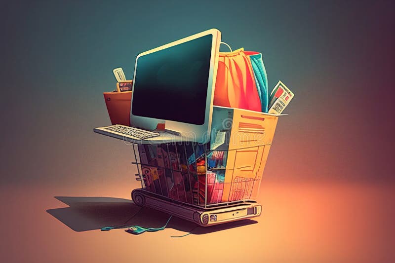 Online Shopping. AI Generated Stock Illustration - Illustration of ...