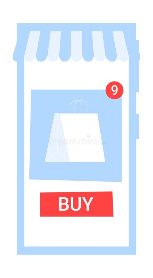 Online Shopping App Interface with Buy Button in Flat Vector ...