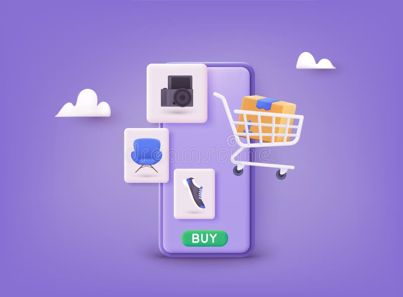 .Online Shopping on Application and Website Concept, Digital Marketing ...