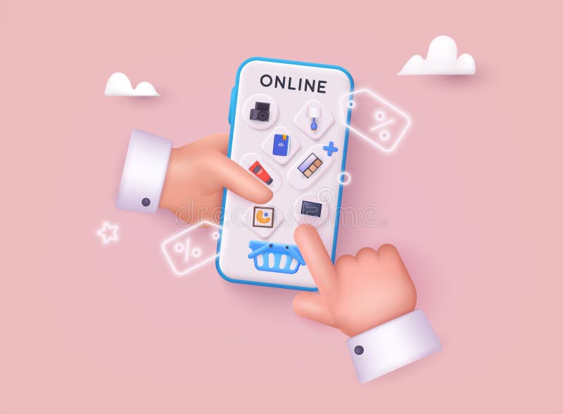 Online Shopping on Application and Website Concept, Digital Marketing ...