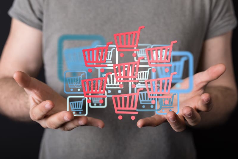 A Online Shopping Business Concept Selecting Shopping Cart Stock Image ...