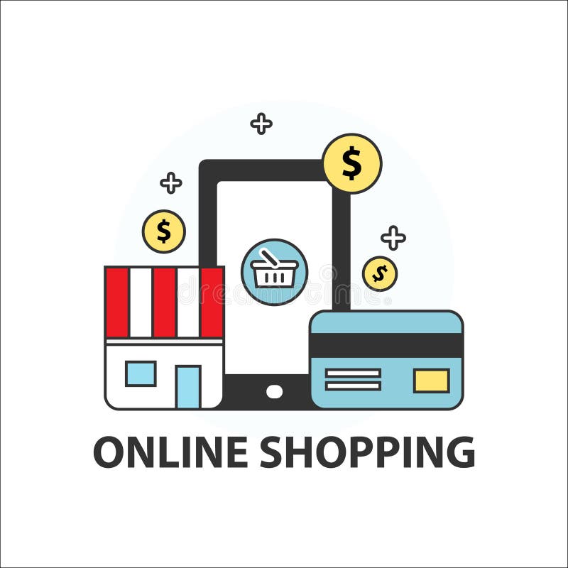 Online Shopping Business Icon Illustration Stock Vector - Illustration ...