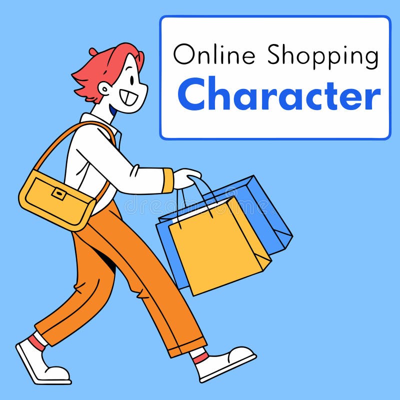 Online Shopping Character Illustration Stock Vector - Illustration of shop, cheerful: 399098361