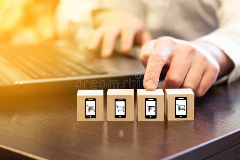 Online Shopping Choice Concept. Man Chooses Online Shopping from ...