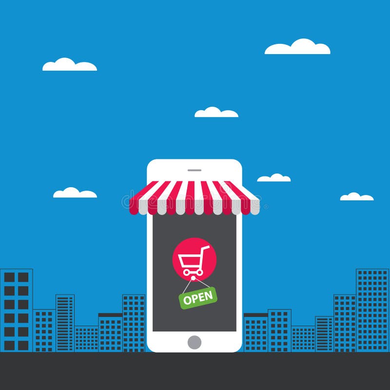 Online Shopping. Color Flat Illustration Online Store Stock Vector ...