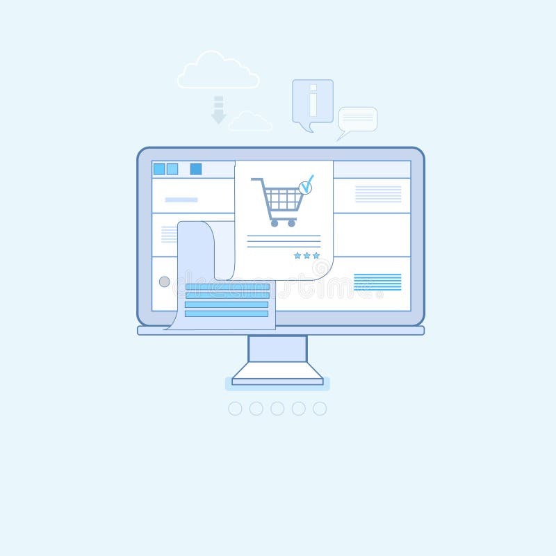 Online Shopping Computer Internet Buy Commerce Thin Line Stock Vector ...