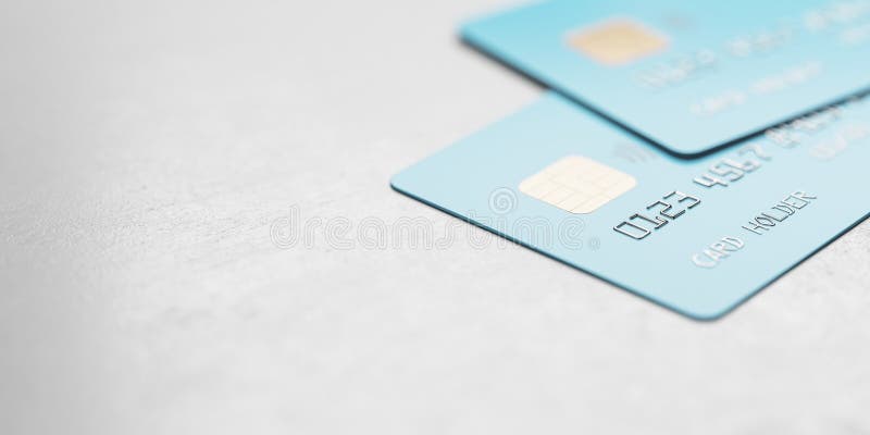 Online Shopping Concept with Blue Credit Cards on Abstract Light ...
