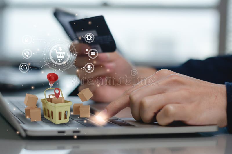 Online Shopping Concept,businessman Use Payment Application 4.0 ...