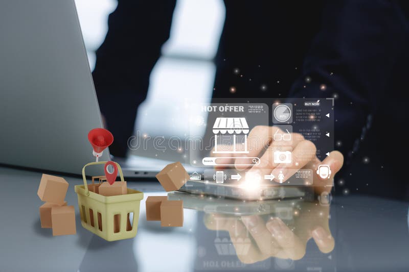 Online Shopping Concept,businessman Use Payment Application 4.0 ...