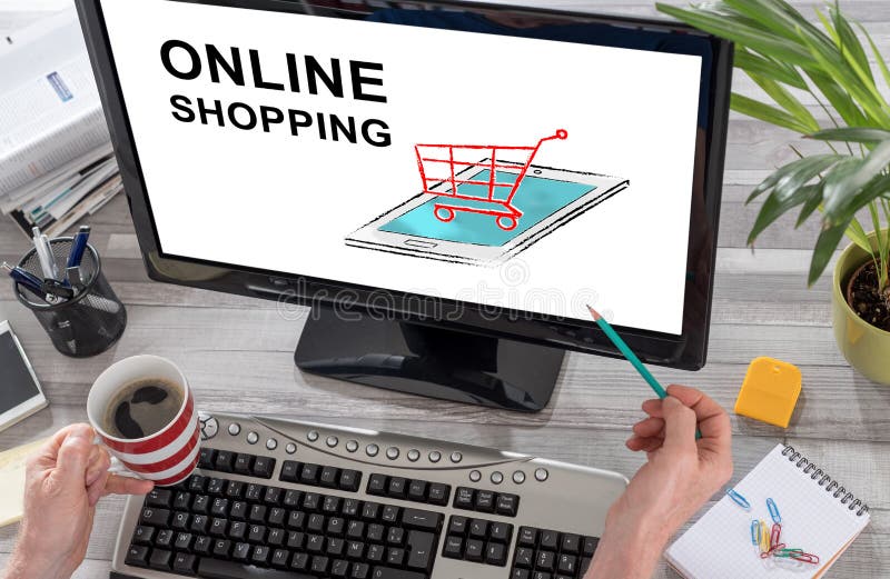 Online Shopping Concept On A Laptop Stock Image - Image of business ...