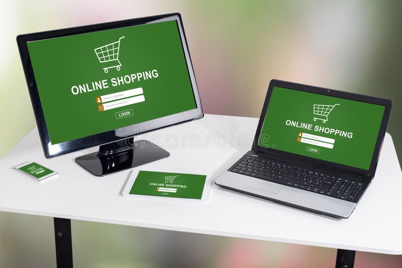 Online Shopping Concept on Different Devices Stock Image - Image of ...