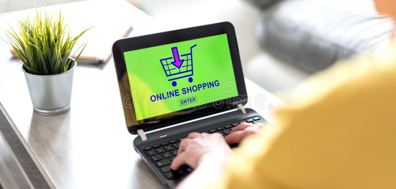 Online Shopping Concept on a Laptop Screen Stock Image - Image of ...