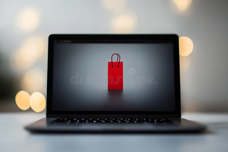 Online Shopping Concept with LFestive Holiday Lights Background. Stock ...