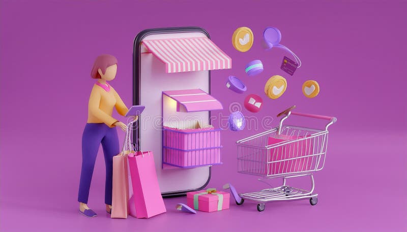 Online Shopping Concept. Order Goods and Get Them Fast and Easy Stock ...