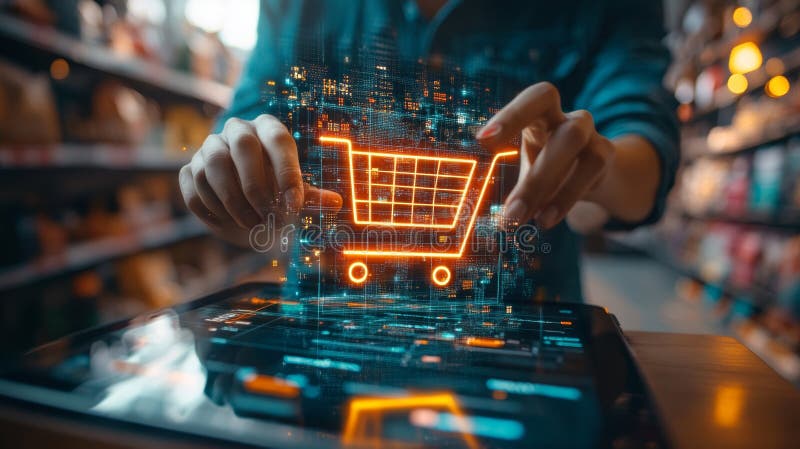 Online Shopping Concept. Person Using Innovative App for E-commerce ...