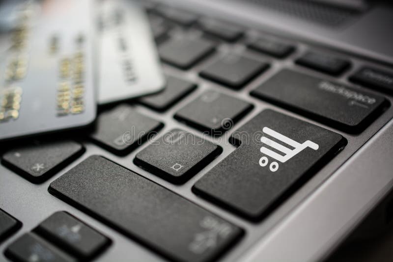 Credit Cards on Computer Keyboard Stock Image - Image of paying ...