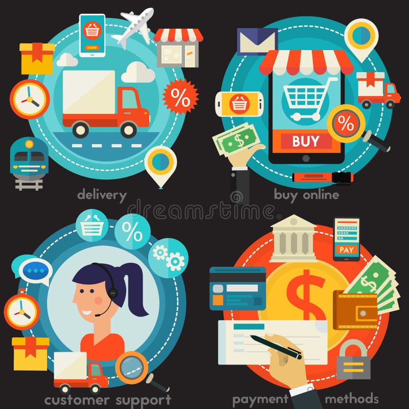 Online Shopping, Customer and Technical Support Call Center Concept ...